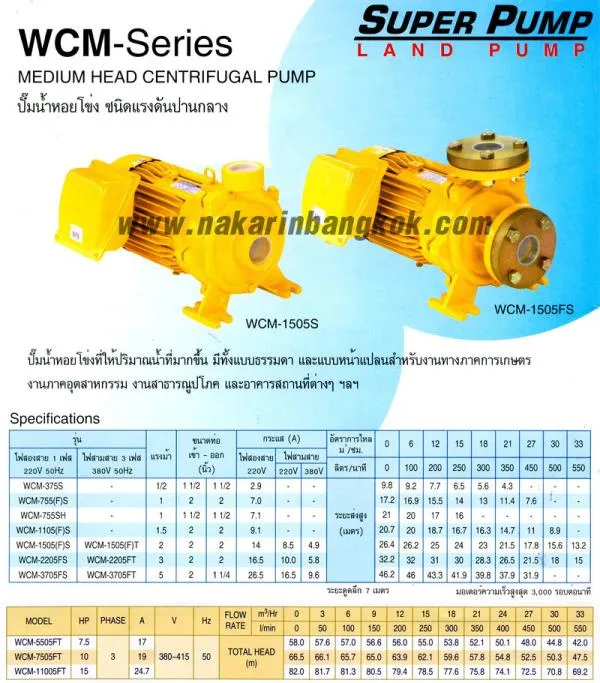 ปั๊มหอยโข่งไฟฟ้า มิตซูบิชิ WCM Series โดยบริษัท นครินทร์กรุงเทพ จำกัด ...